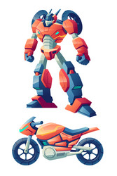 Cartoon strong robot and colorful Royalty Free Vector Image