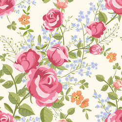 Beautiful seamless vintage pattern pink roses Vector Image