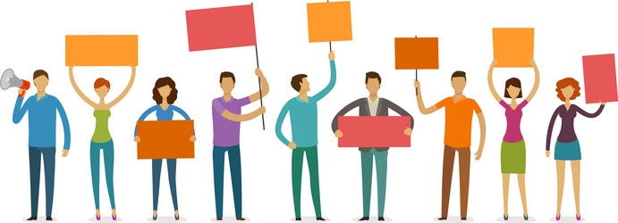 Crowd of people with placards on demonstration Vector Image
