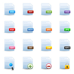 Pdf documents icons set Royalty Free Vector Image