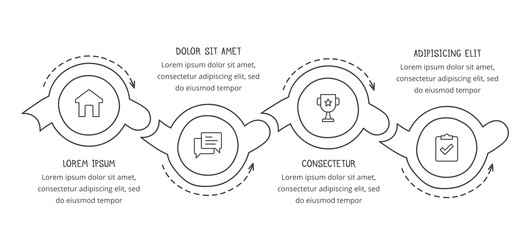 Doodle infographics - process with 4 steps Vector Image