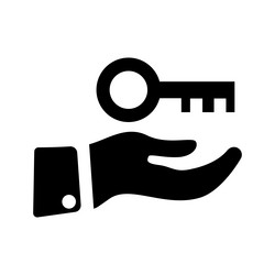 Hand with key icon isolated Royalty Free Vector Image