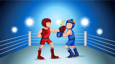 Wrestlers fighting on ring Royalty Free Vector Image