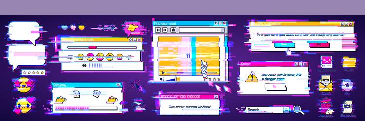 Glitch in retro computer system Royalty Free Vector Image