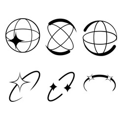 Y2k stars starburst and retro set Royalty Free Vector Image