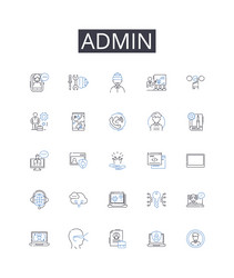 Front desk line icons collection receptionist Vector Image