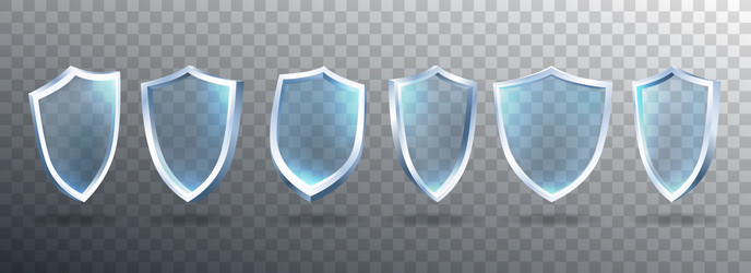 Protect shield 3d glass icon with transparent Vector Image