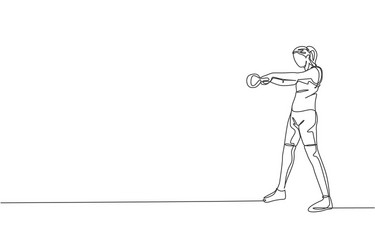 One single line drawing fit young athlete Vector Image