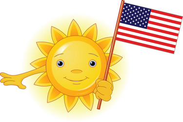 Summer sun with american flag Royalty Free Vector Image