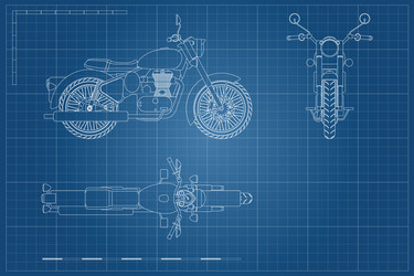 Blueprint of retro motorcycle in outline style Vector Image