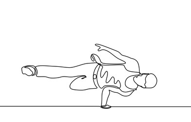 Continuous line drawing break dancer isolated Vector Image