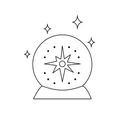 Hand drawn magic crystal ball with gems line art Vector Image