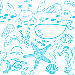 Marine seamless pattern endless texture of sea Vector Image