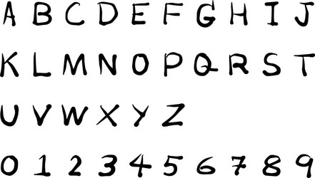 Black color hand drawing font lower case Vector Image