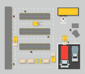 Warehouse top view scheme map and elements part Vector Image