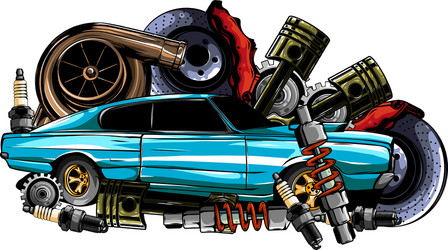 Car system spare parts realistic Royalty Free Vector Image