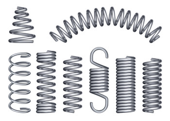 Metal springs spiral lines coil shapes isolated Vector Image