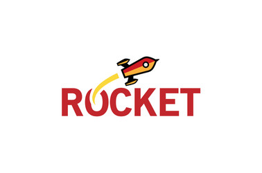Creative rocket launch typography logo Royalty Free Vector