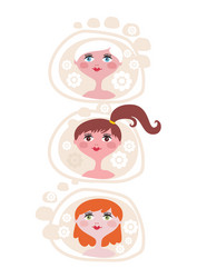 Three cute cartoon girls Royalty Free Vector Image