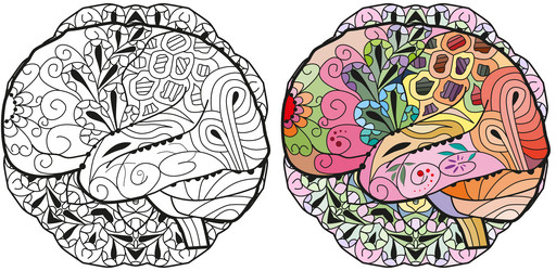 Brain image in entangle style on mandala Vector Image