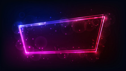 Neon trapezoid frame with shining effects Vector Image