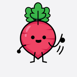 Red radish character with cute face and simple Vector Image