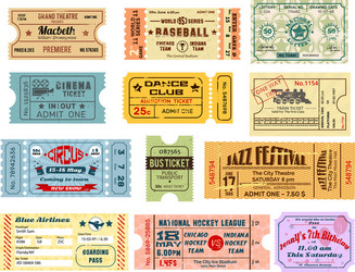 Vintage old tickets and coupons paper Royalty Free Vector