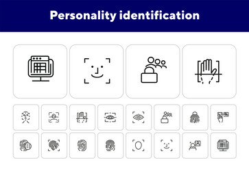 Personality identification line icon set Vector Image