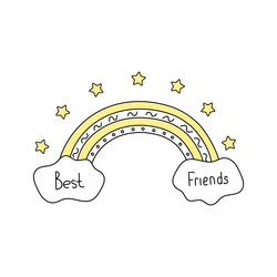 Rainbow friendship in doodle style Royalty Free Vector Image