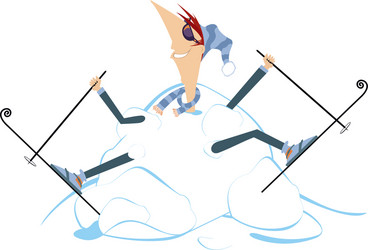 Falling skier and a big snowdrift Royalty Free Vector Image