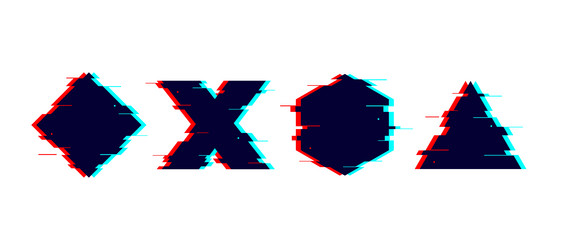Glitch distorted geometric shapes set cross Vector Image
