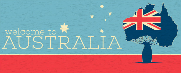 Welcome to australia vintage poster Royalty Free Vector
