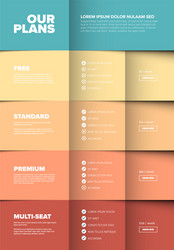 Products feature list table Royalty Free Vector Image