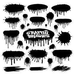 Set of a graffiti font emoji brush paint drop Vector Image