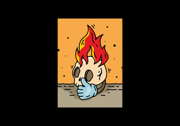 Skull head with flame and thumb up Royalty Free Vector Image