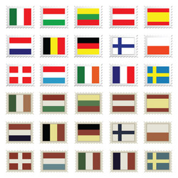 Stamps with flags of different countries Vector Image