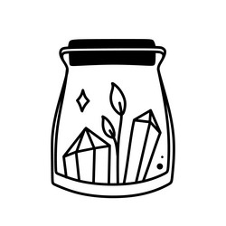 A glass jar with magic crystals magical symbols Vector Image