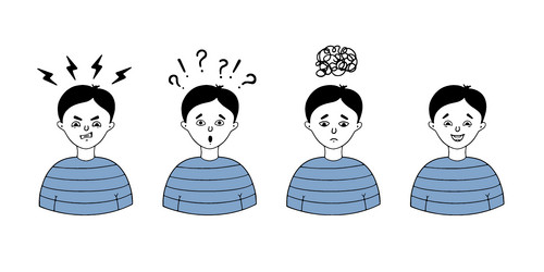 Set of Boy Emotions Vector Images (over 9,100)