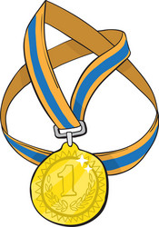 Cartoon image of first place medal Royalty Free Vector Image