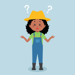 Farmer confused with question mark Royalty Free Vector Image
