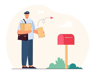 Cartoon postman gives thumb up Royalty Free Vector Image