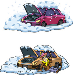 Car in snow Royalty Free Vector Image - VectorStock