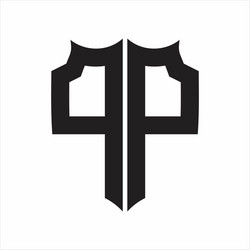 Pp logo monogram circle with piece ribbon style Vector Image