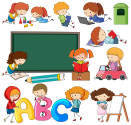 Doodle kids blank frame Royalty Free Vector Image