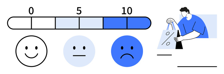 Measuring satisfaction levels using emoticons Vector Image