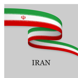 Waving ribbon flag iran on circle frame Royalty Free Vector