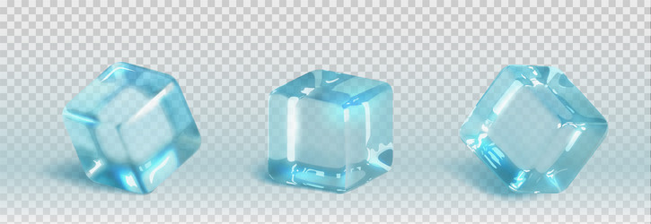3d water ice cube piece isolated realistic Vector Image