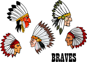 Cartoon of indian chief skull Royalty Free Vector Image