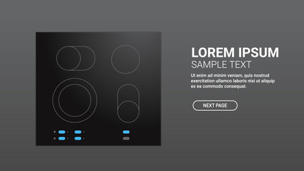 Black inductive hob with ceramic surface top view Vector Image