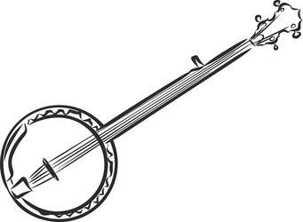 Hand drawn banjo sketch symbol string instrument Vector Image